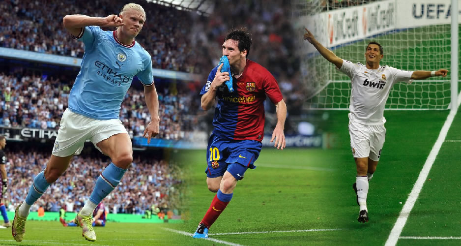 Messi vs Ronaldo at the age of Erling Haaland
