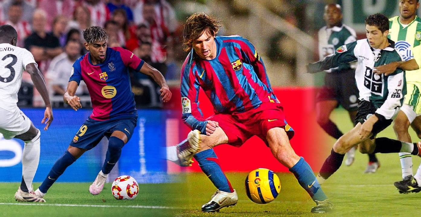 Messi vs Ronaldo at the age of Lamine Yamal